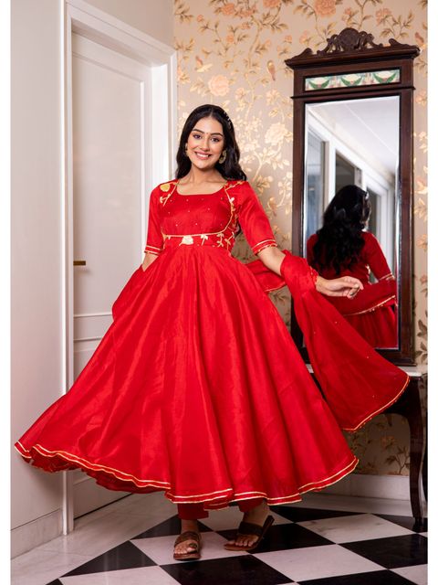 Royal Red Gota Patti Suit (Set Of 3) – Mydjgane